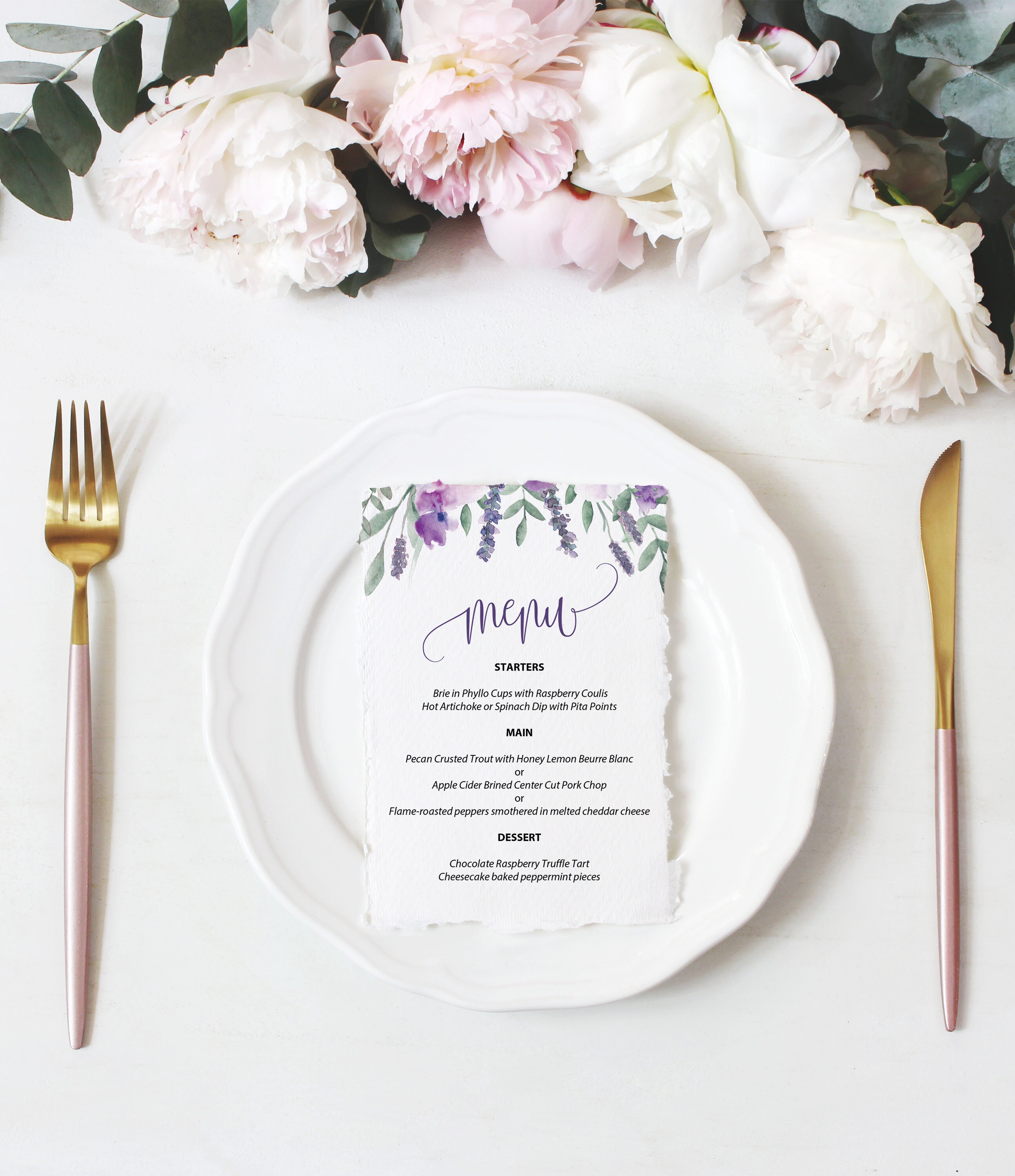 PURPLE Menu Card Template Printable Wedding Décor INSTANT | Etsy