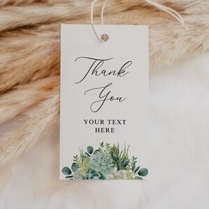SUCCULENT | Favor Tags Template, Thank You Card, Printable, Digital ...