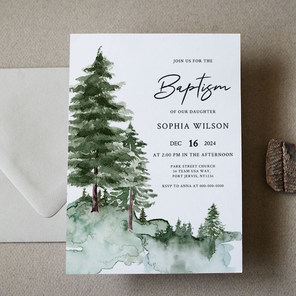 Pine Tree Invitation - Etsy