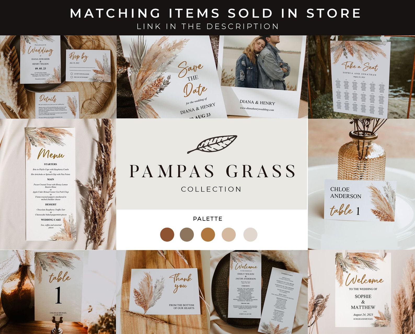 PAMPAS GRASS Wedding Sign Template Custom Sign Printable | Etsy