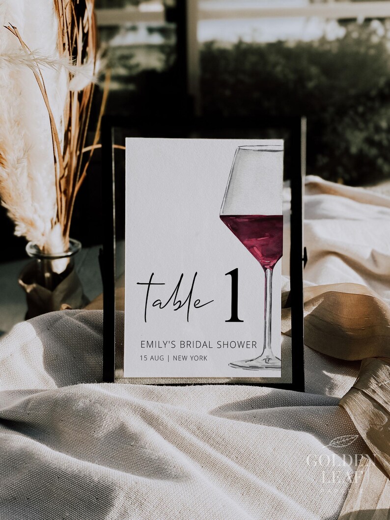 WINE | Table Numbers, Printable Template, Modern Table Numbers, Vino ...