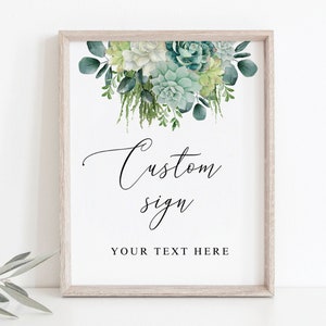 SUCCULENT | Custom Sign Template, Printable, Boho Greenery , Digital ...