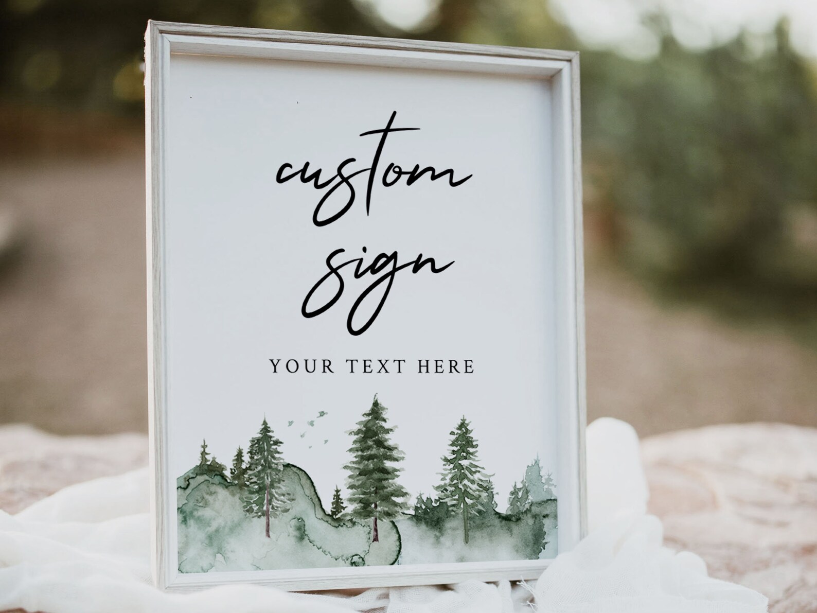 PINE TREE Custom Sign Template Printable Green Forest - Etsy