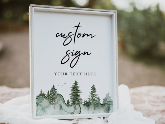 PINE TREE Custom Sign Template Printable Green Forest | Etsy
