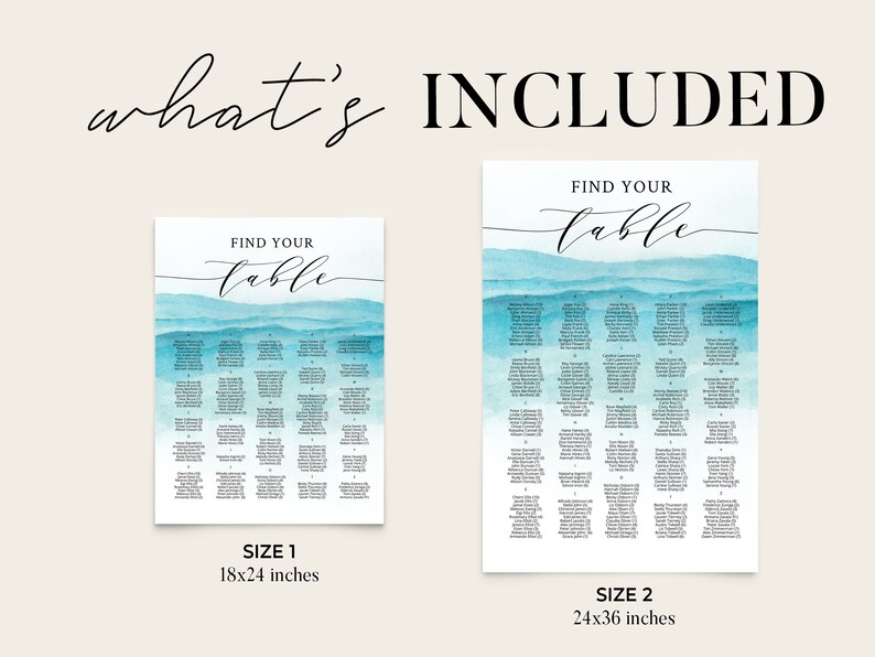 BEACH Wedding Seating Chart Template Printable - Etsy