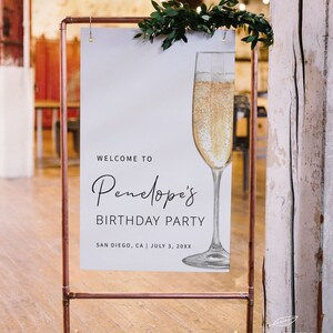 CHAMPAGNE | Birthday Welcome Sign, Printable Template, Sip Sip ...