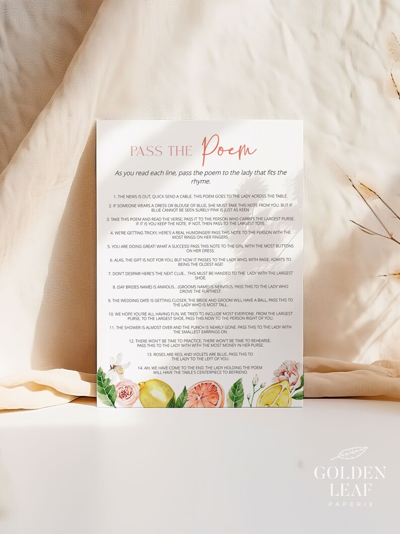 CITRUS | Bridal Shower Games Bundle, Printable Editable Templates, Main ...