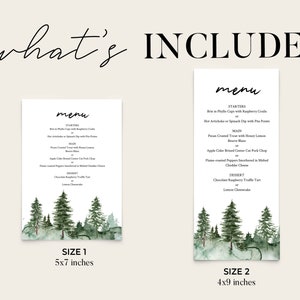 PINE TREE | Menu Cards, Printable Template, Green Forest, Instant ...