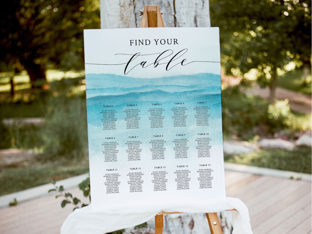 BEACH | Wedding Seating Chart Template, Printable Table Seating Plan ...