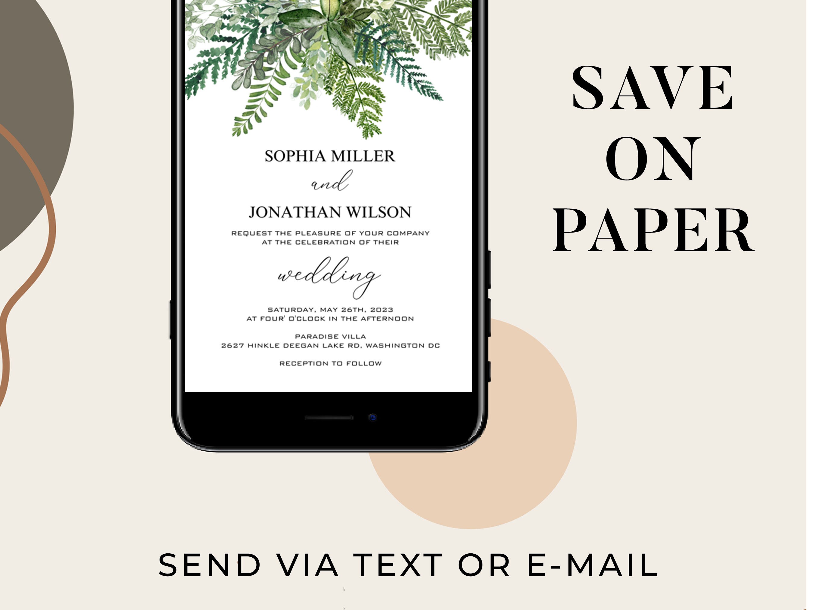 FERN Wedding Invitation Printable Template Forest | Etsy