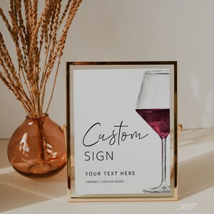 WINE | Sign Template, 8x10, Printable, Modern Wedding, Bridal Shower ...