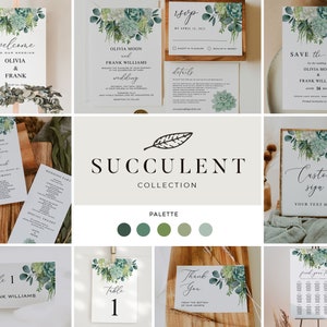 SUCCULENT | Wedding Template Suite, Complete Boho Greenery Décor Set ...