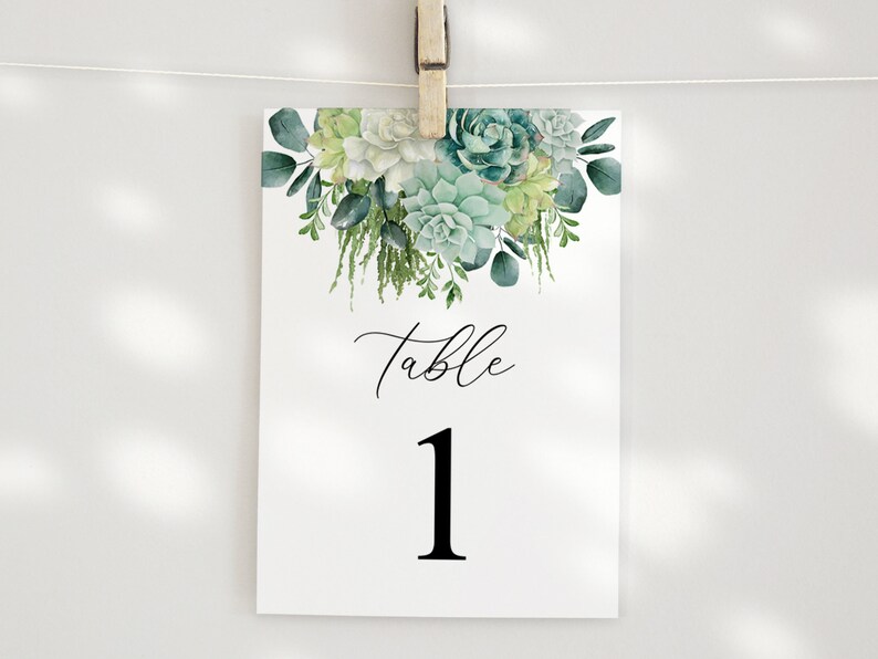 SUCCULENT Table Numbers Template Printable Boho Greenery - Etsy