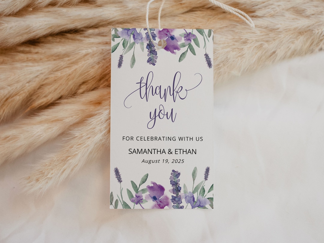 PURPLE | Favor Tag Template, Printable, Lavender Tag, Digital Download ...