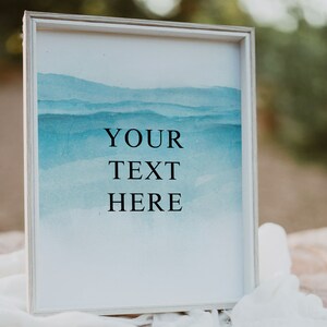 BEACH | Custom Sign, Printable Template, Blue Ocean Signs, Digital ...