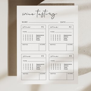 WINE | Tasting Party Kit, Date Night Ideas, Wine Tasting Score Card ...