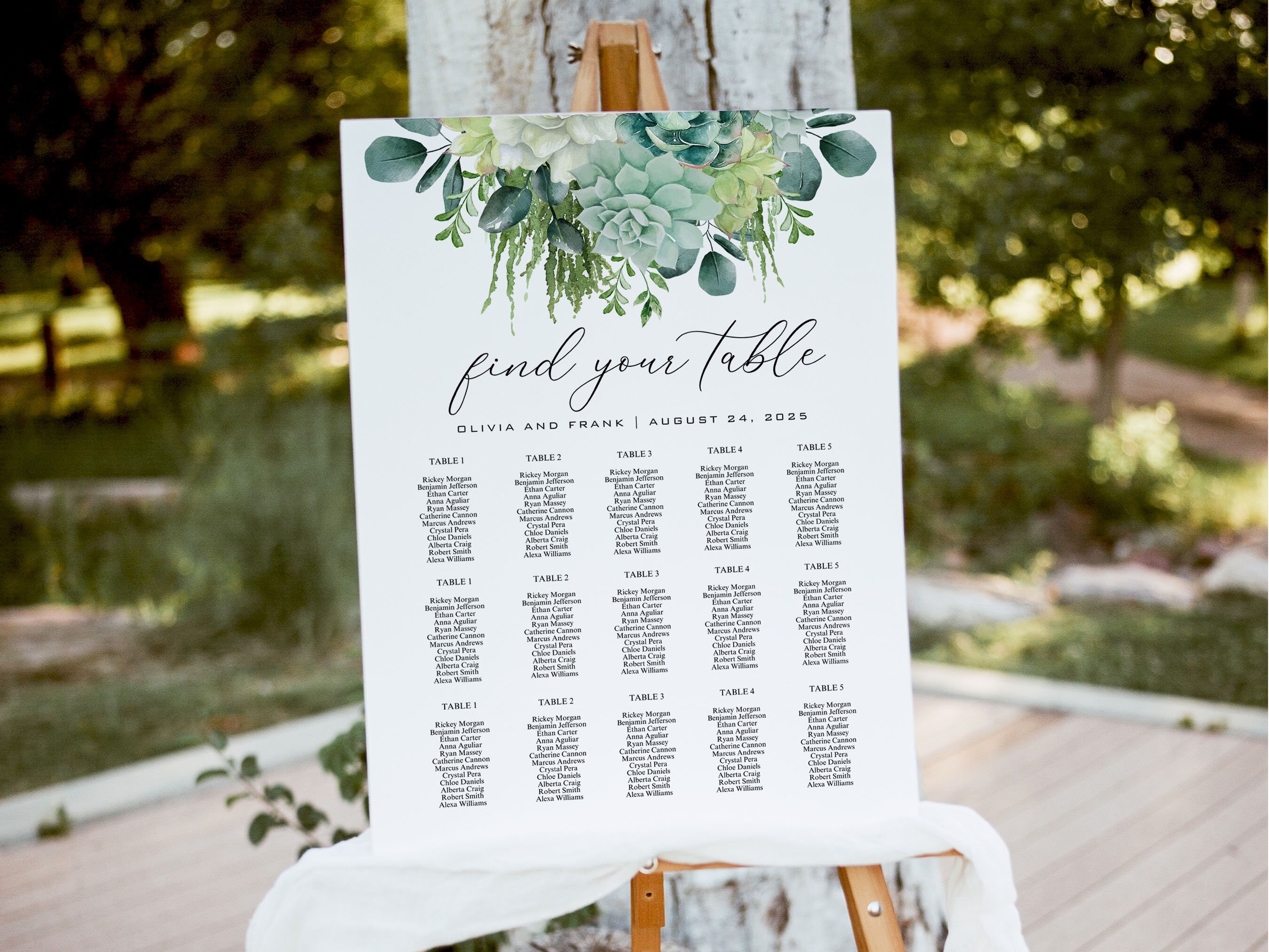 SUCCULENT Seating Chart Wedding Template Printable Boho | Etsy