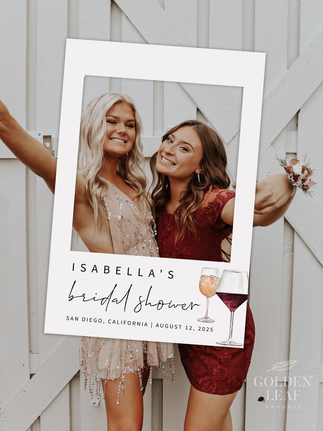 WINE | Bridal Shower Photo Prop Frame Template, Wine, Vino Before Vows ...
