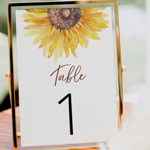 SUNFLOWER | Table Numbers, Printable Template, Wedding Table Numbers ...
