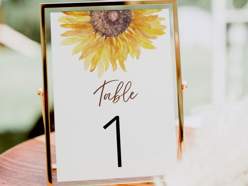 SUNFLOWER Table Numbers Printable Template Wedding Table - Etsy