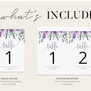 PURPLE | Table Numbers Template, Printable, Lavender, Digital Download ...