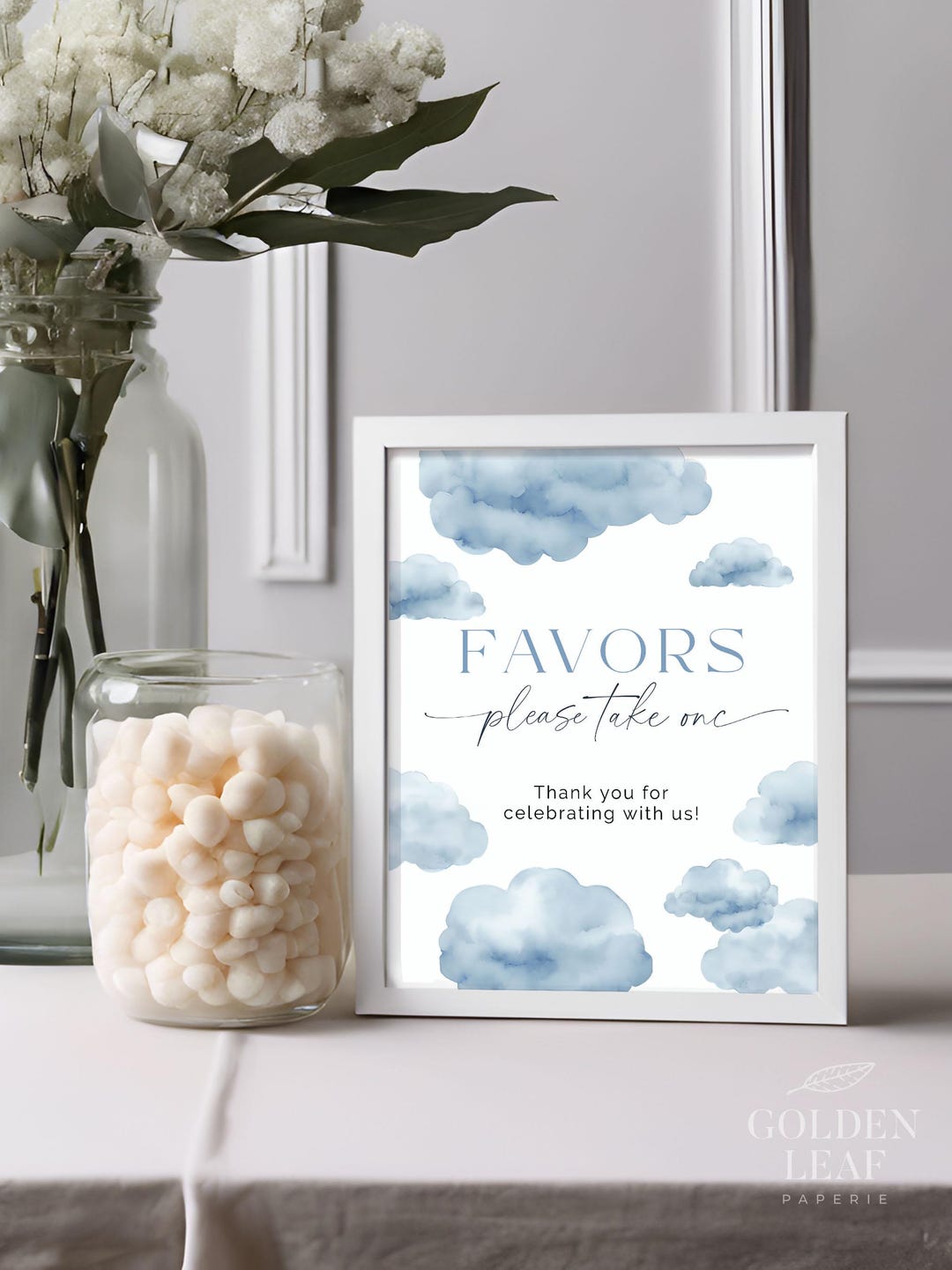 ON CLOUD NINE | Favors Sign Template, 8x10, Printable, Dusty Blue ...