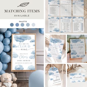 ON CLOUD NINE | Custom Sign Template, 8x10, Printable, Dusty Blue ...