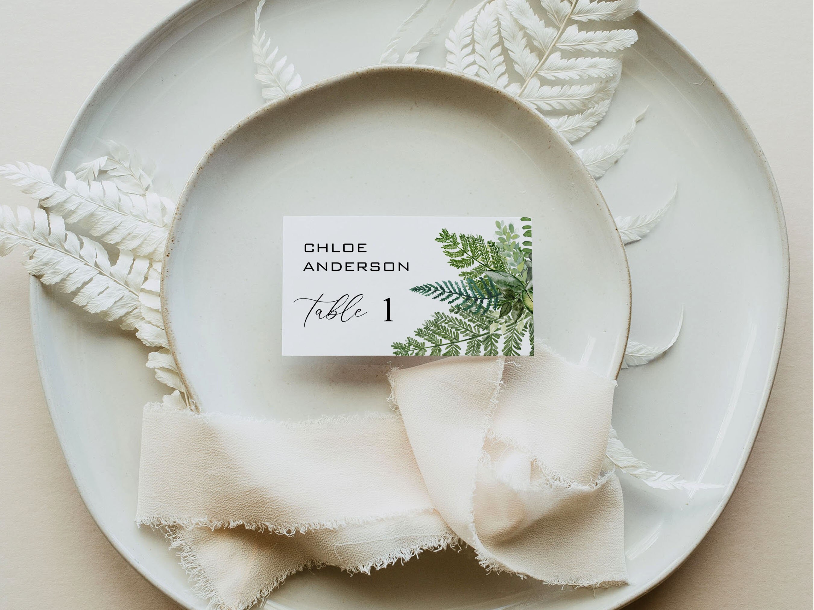 FERN Place Card Template Printable Forest Wedding Digital | Etsy