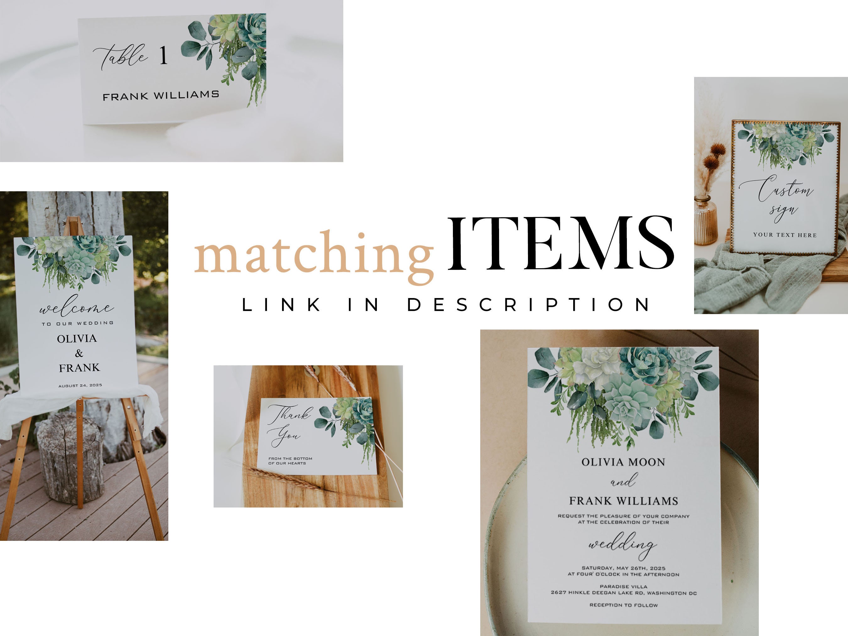 SUCCULENT Custom Sign Template Printable Boho Greenery - Etsy