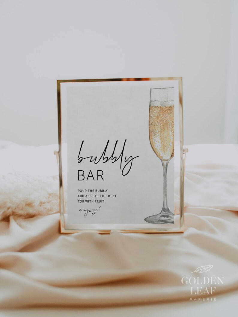 CHAMPAGNE | Bubbly Bar Sign, Mimosa Bar Sign Template, Printable ...