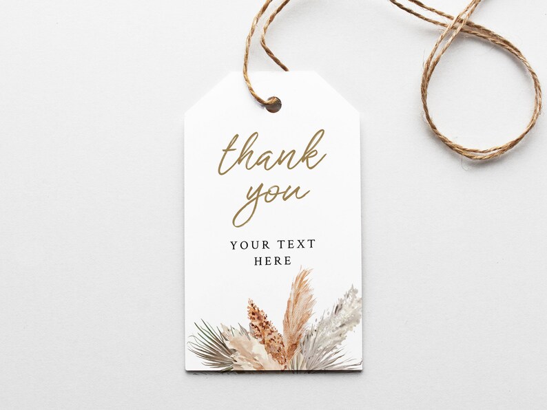 PAMPAS GRASS Favor Tag Template Printable Boho Instant - Etsy