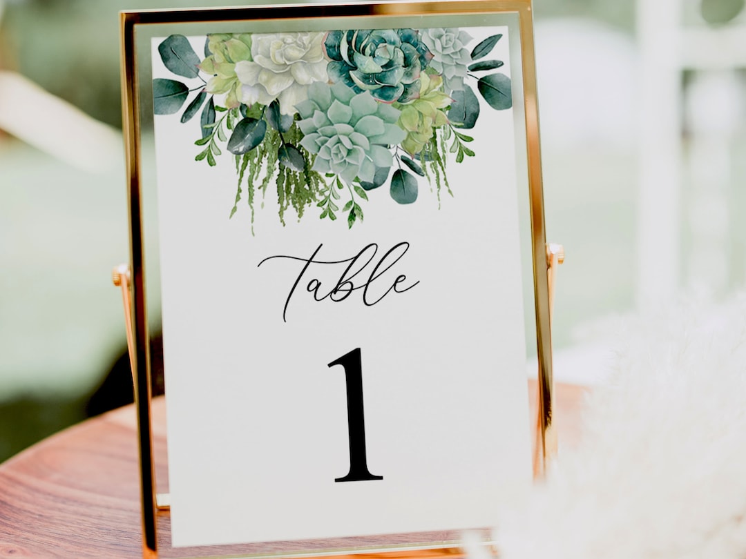 SUCCULENT | Table Numbers Template, Printable, Boho Greenery, Digital ...