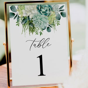 SUCCULENT Table Numbers Template, Printable, Boho Greenery, Digital ...