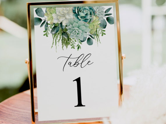 SUCCULENT Table Numbers Template Printable Boho Greenery - Etsy