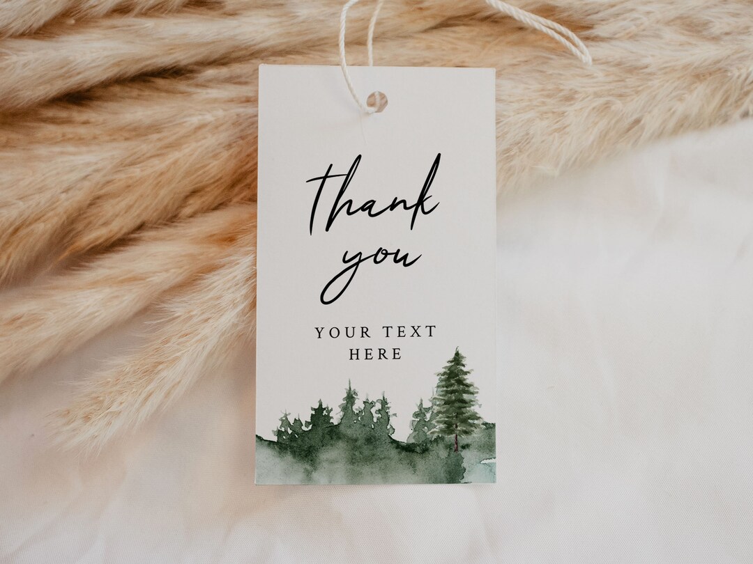 PINE TREE | Favor Tags Template, Printable, Green Forest, Instant ...
