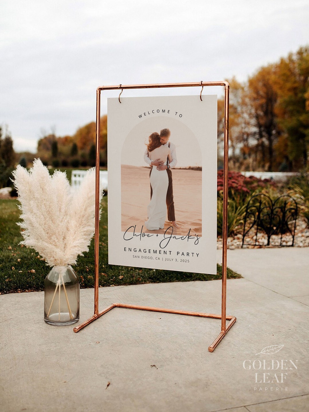 MINIMALIST | Engagement Party Welcome Sign Template, Arched Boho Photo ...