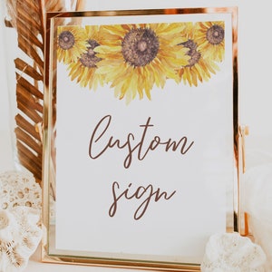 SUNFLOWER | Custom Wedding Sign Template, Editable Printable, Digital ...