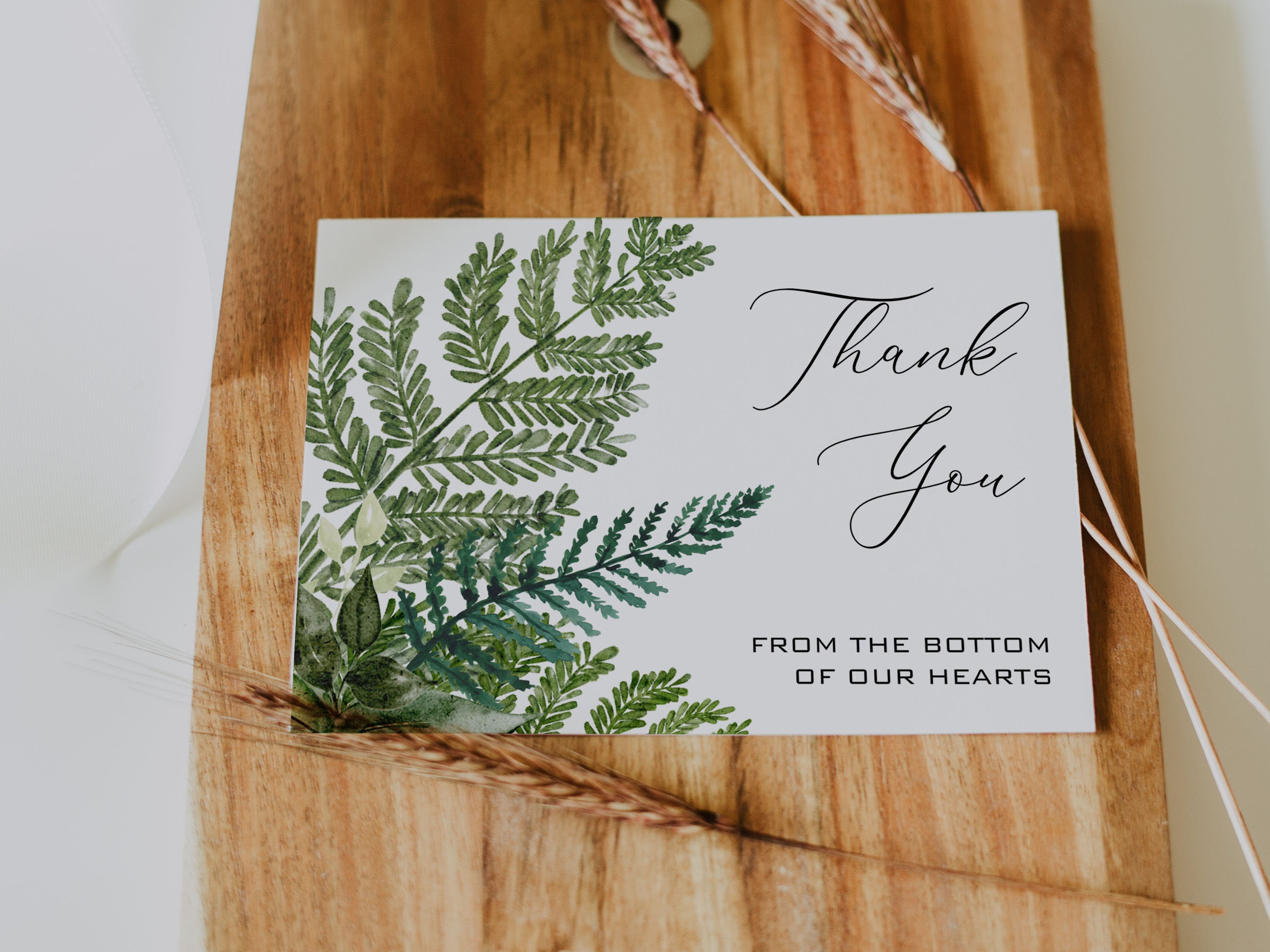 FERN | Thank You Card, Printable Template, Forest Greenery, Digital ...