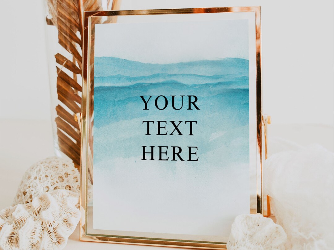 BEACH | Custom Sign, Printable Template, Blue Ocean Signs, Digital ...