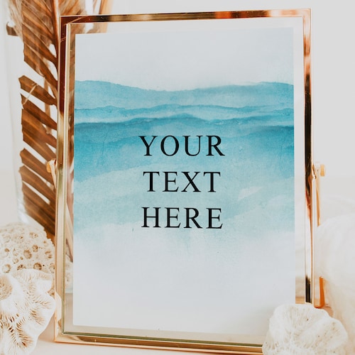 BEACH Custom Sign Printable Template Blue Ocean Signs - Etsy