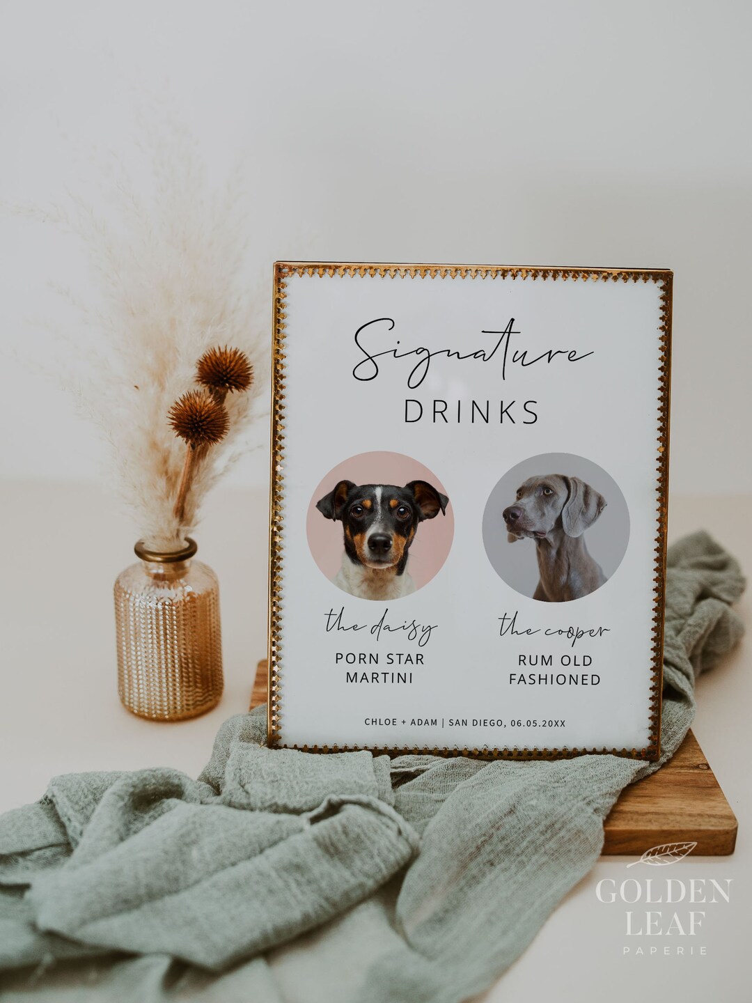 MINIMALIST | Dog Signature Drink Sign Template, Pet Printable Signature ...