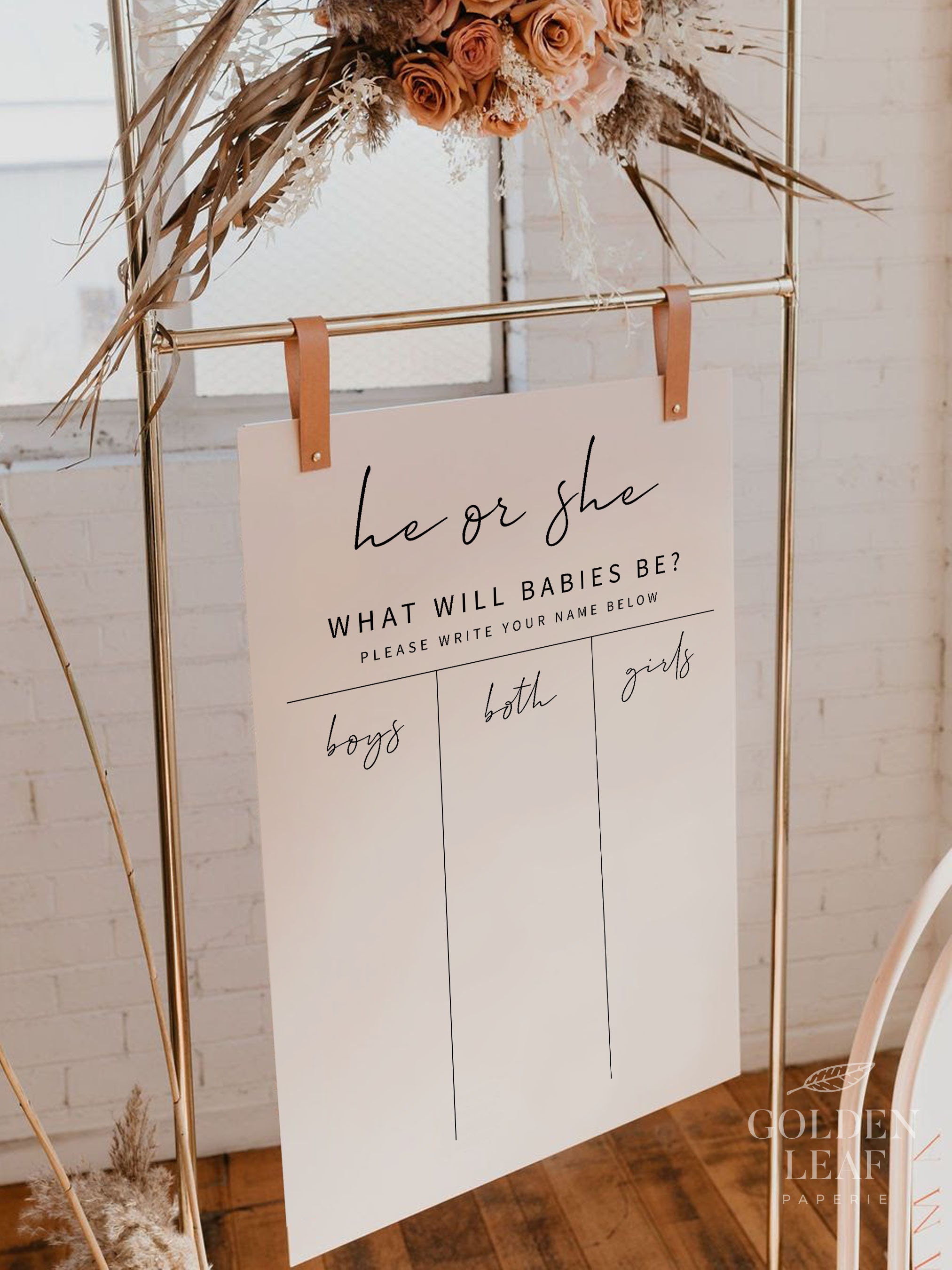 MINIMALIST Twins Gender Guess Board He or She Sign Modern - Etsy