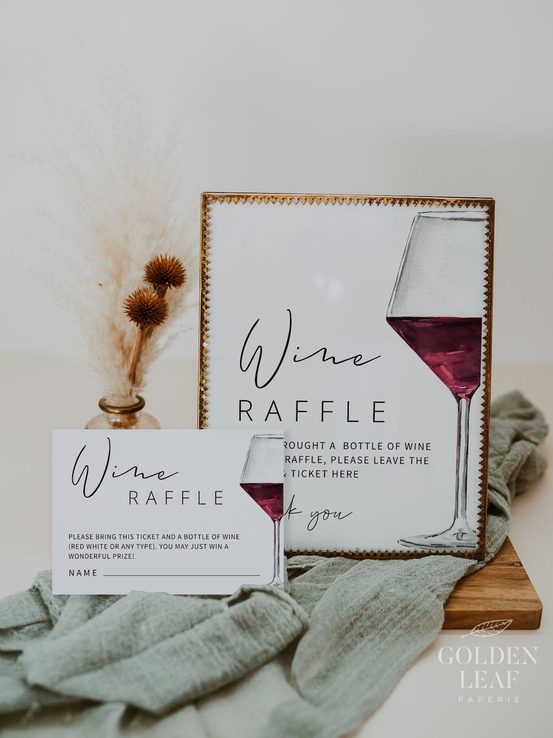 WINE | Raffle Sign & Card Template, Printable, Modern Bridal Shower ...