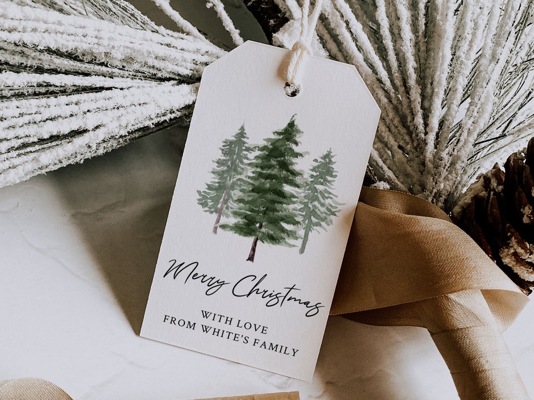 PINE TREE | Christmas Gift Tags Template, Printable, Pine Tree Holiday ...