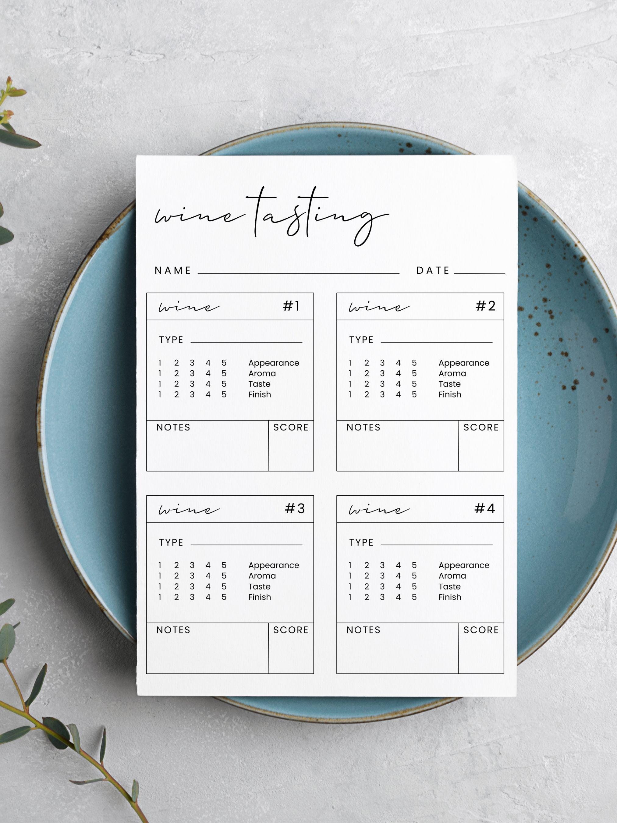 Wine Tasting Card, Wine Tasting Score Card, Wine Tasting Notes ...
