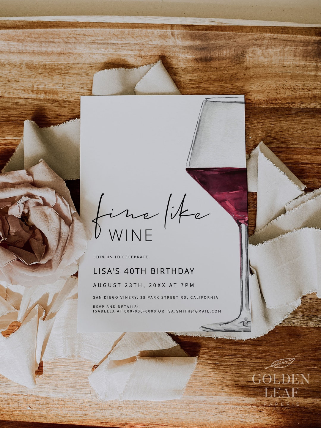 WINE | Birthday Invitation Template, Printable, Fine Like Wine, for Men and Women, Modern ...