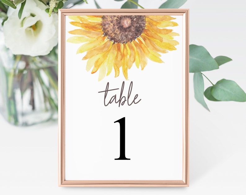 Sunflower Table Numbers Printable Template Instant Download | Etsy