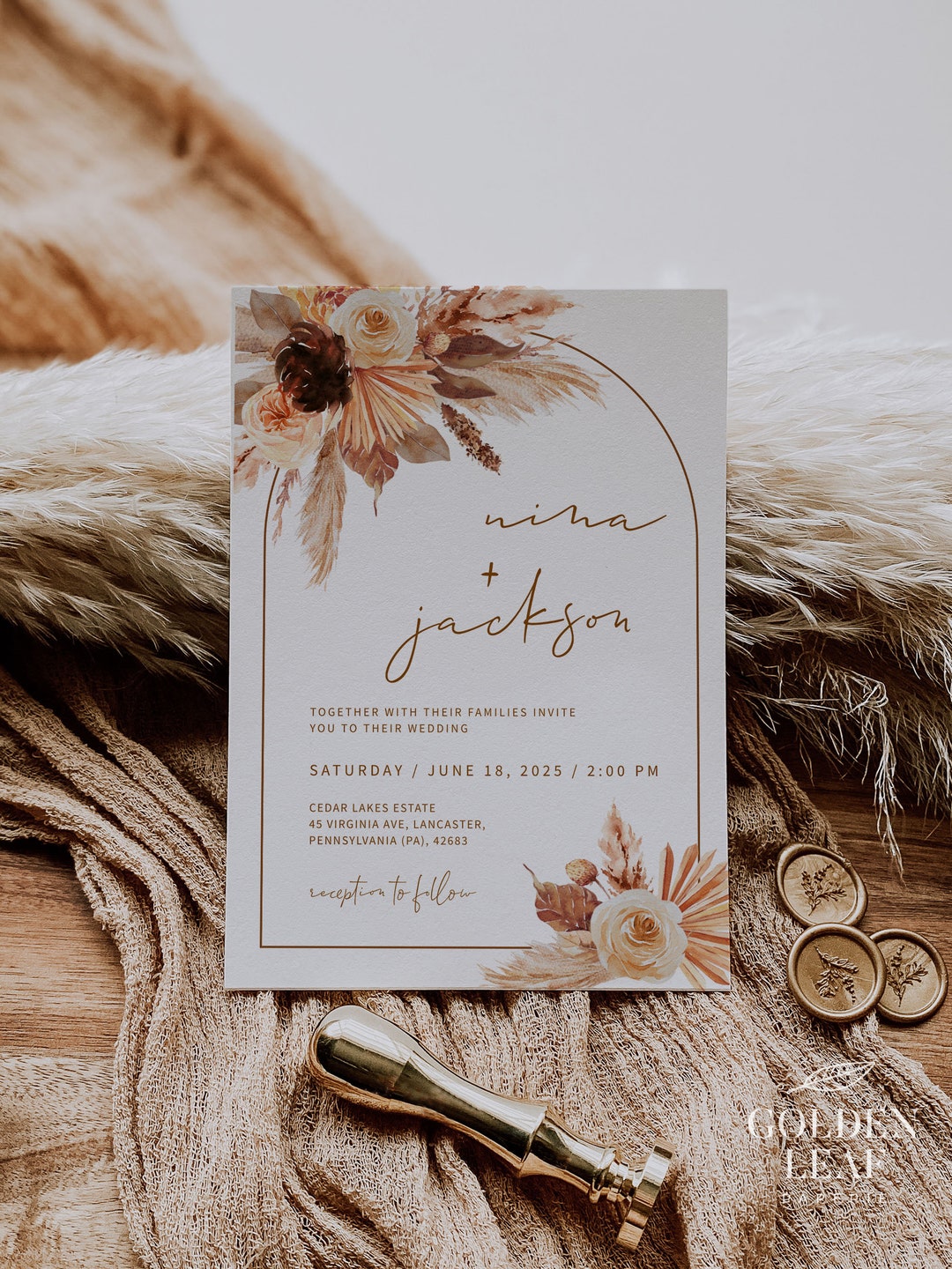 TERRACOTTA | Wedding Invitation, Printable Template, Boho Wedding ...
