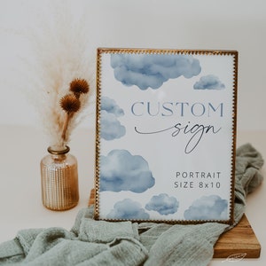 ON CLOUD NINE | Custom Sign Template, 8x10, Printable, Dusty Blue ...