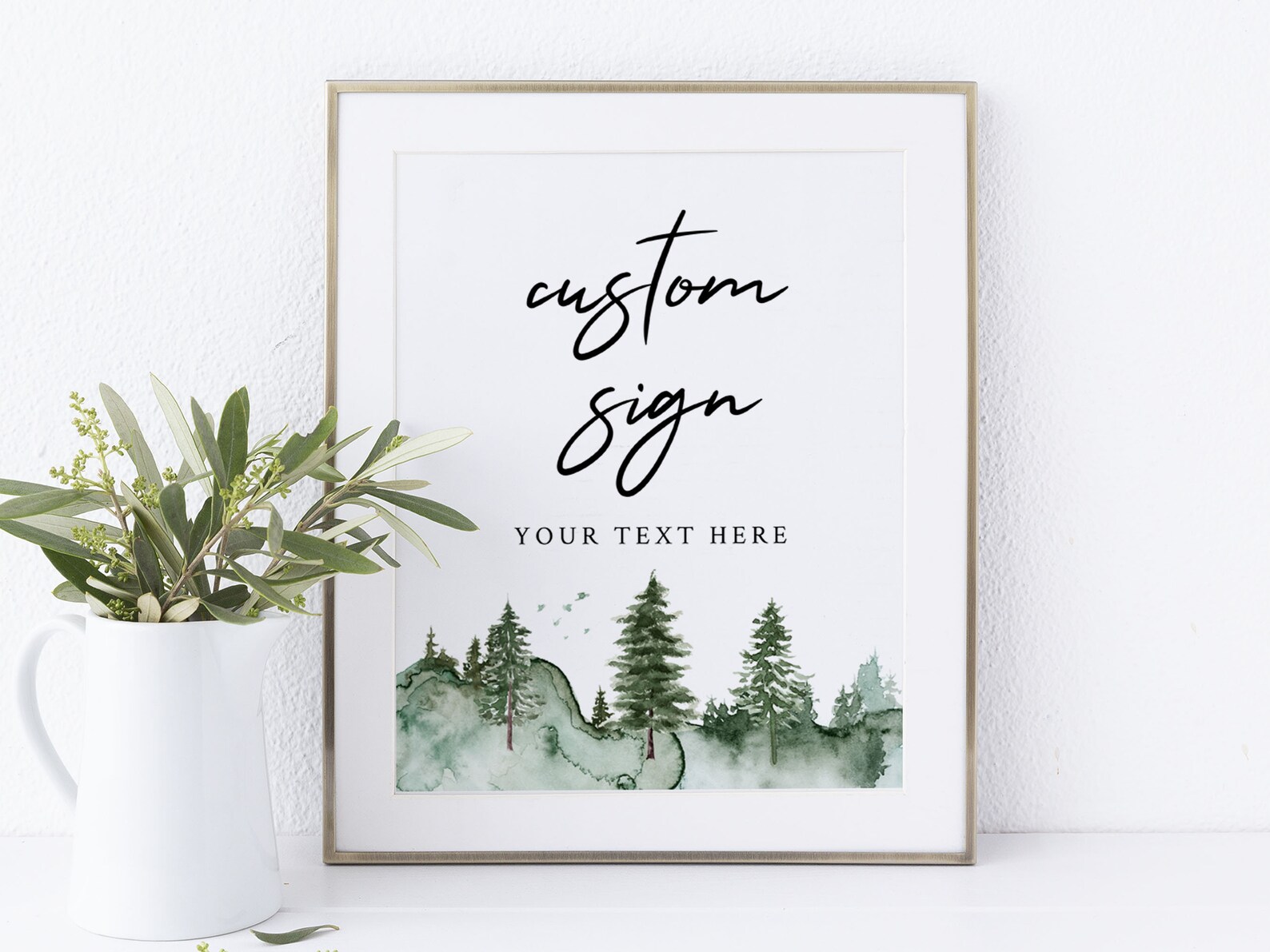 PINE TREE Custom Sign Template Printable Green Forest - Etsy